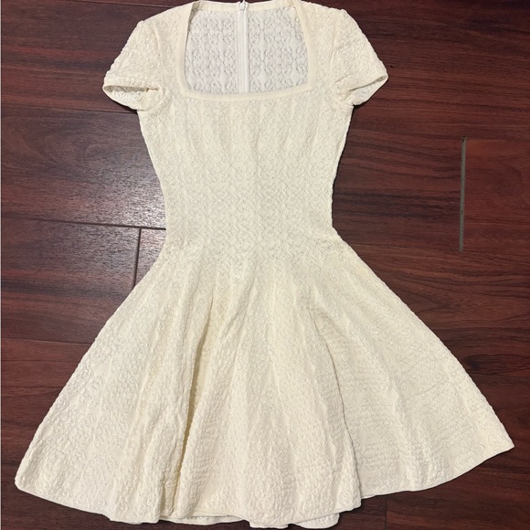 Alaia | Dresses | Alaia Cream Textured Square Neck Fit And Flare Dress ...